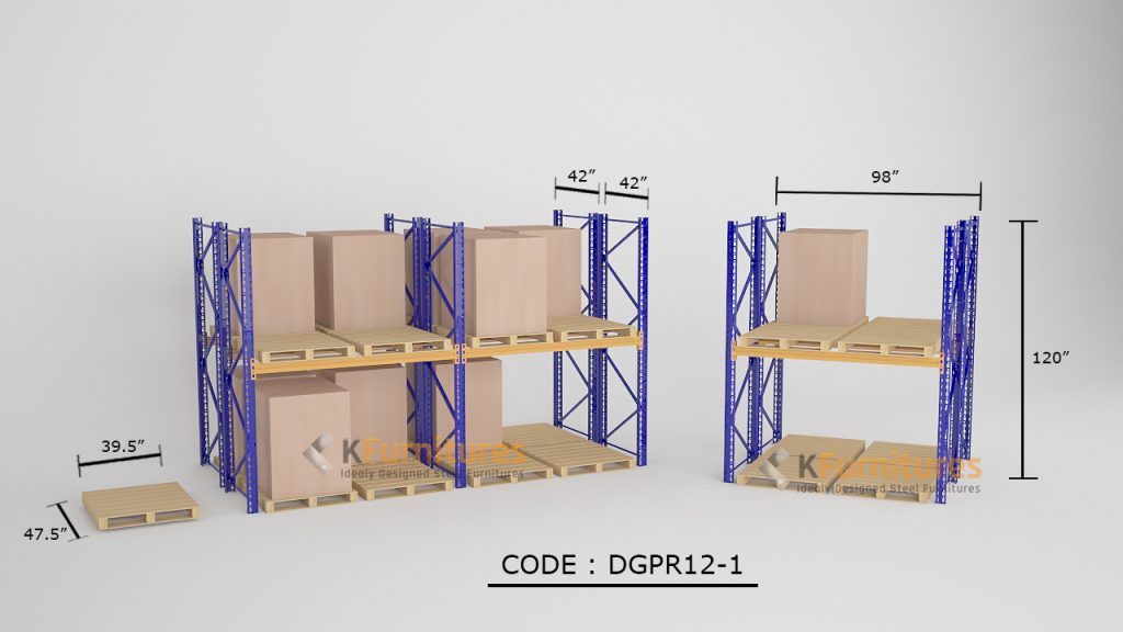 DGPR12-1, G+1 Levels (100 x 120 Pallet) – Double Deep Pallet Racking ...